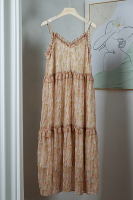 清新甜美A字版碎花吊带