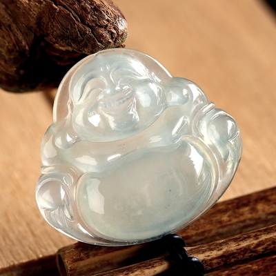 石之富珠宝缅甸天然翡翠圆润起胶冰种佛公吊坠10.32克