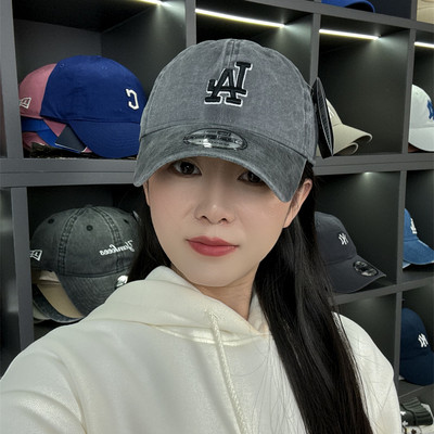 韩国New Era纽亦华940鸭舌帽女炭灰小标软顶棒球帽NY男帽子LA