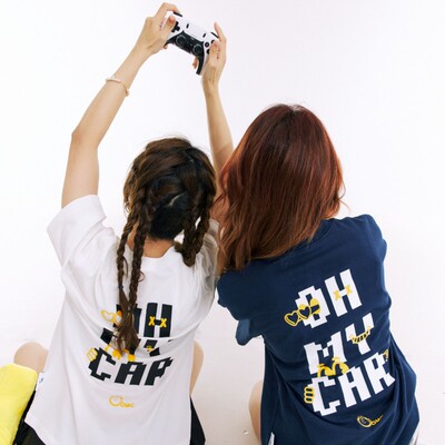 OMC像素Slogan短袖T恤潮牌游戏设计感重磅休闲情侣T恤男