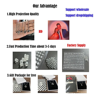 Custom Photo Projection Necklace Stainless Steel Chain Hear
