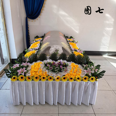 围观花水晶棺瞻仰花祭奠花高档仿真殡仪用花灵堂布置花全套布白事