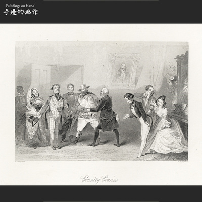 德国1885年大幅古董雕刻凹版铜版画/PAYNE'S UNIVERSUM/父老乡亲