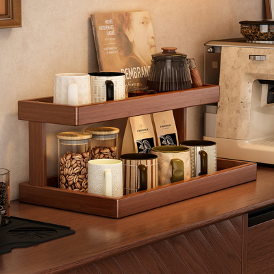 台面收纳架桌面置物架厨房多层杯架水杯茶杯咖啡杯小型复古储物架