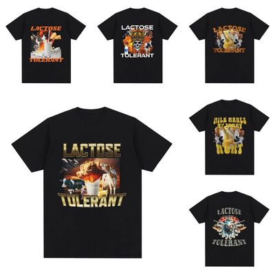 Lactose Resistan T-shirt欧美创意时尚简约字母大码短袖T恤男女
