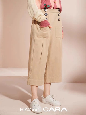 HIKOSEN CARA卡拉猫休闲设计宽松灯芯绒裤子女七分裤