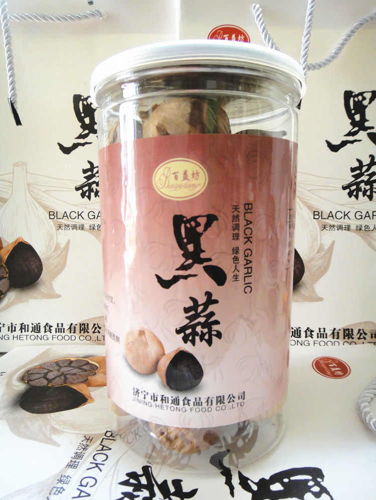 百益坊黑蒜独头黑大蒜山东济宁金乡特产发酵黑蒜瓶装500克