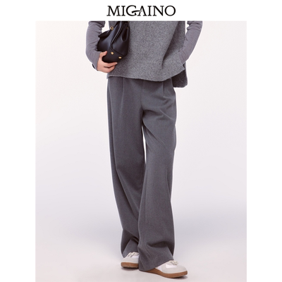 Migaino曼娅奴女装2024年冬季新款高级感通勤时尚西裤MO42BC018