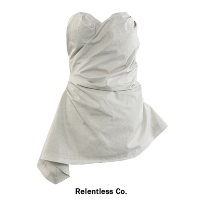 Relentless 高街不规则褶皱抹胸上衣女夏季不对称A字收腰无袖背心