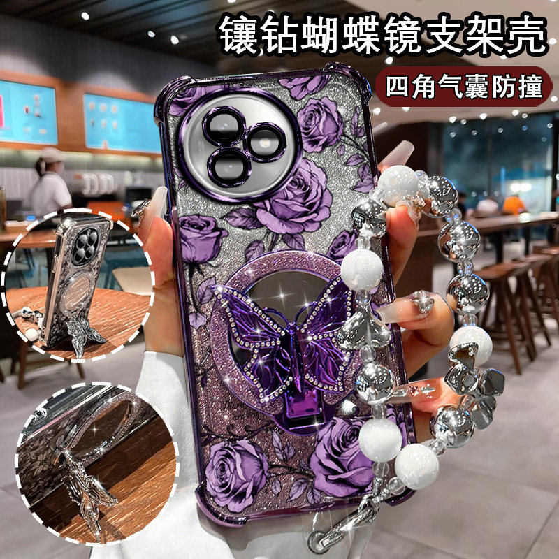 适用于红米K80至尊版网红手机壳ins全包印花Redmi闪粉蝴蝶镜25060RK16C女款潮流印花K80UItra保护壳硅胶Redmi