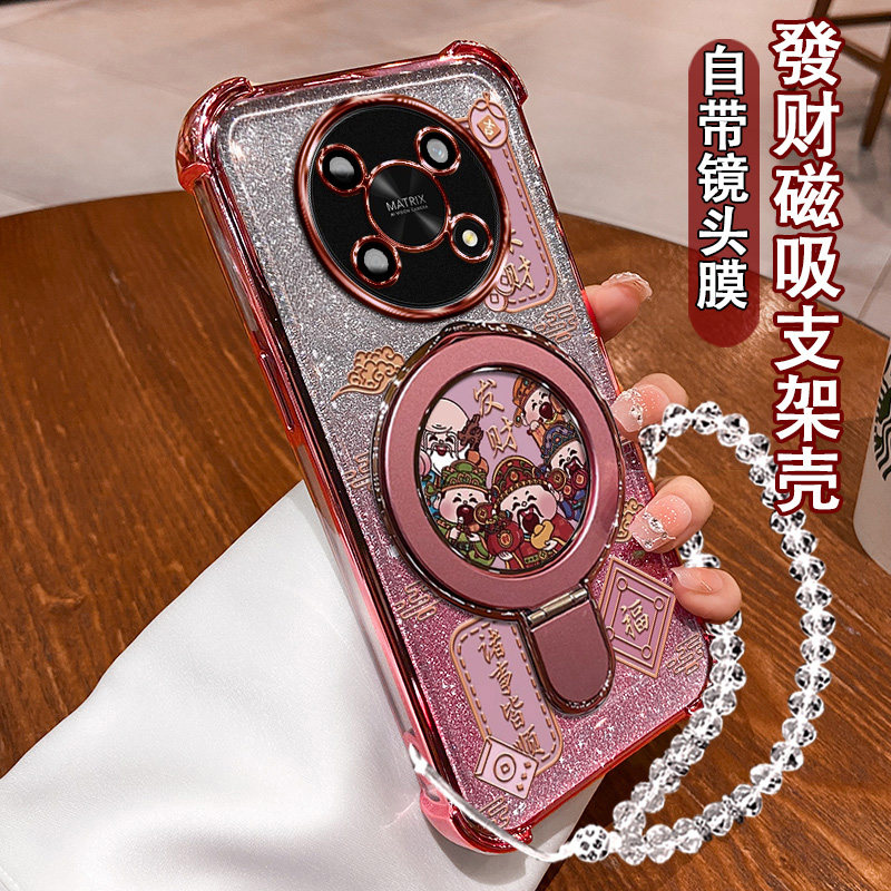 适用华为荣耀x30手机壳五福财神网红X40GT竞速版Honor八方来财ANY-AN00磁吸支架HonorX30镜头膜荣誉X30保护壳