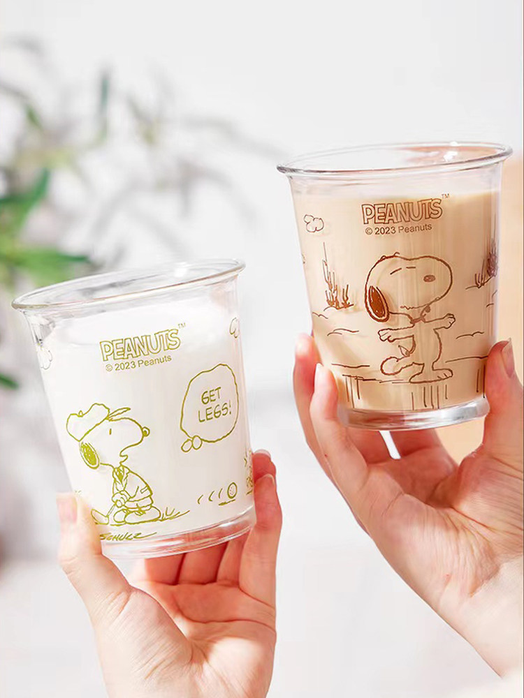 史努比玻璃杯男女学生宿舍喝水杯子ins韩式可爱少女心早餐牛奶杯