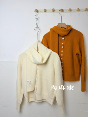 现货实拍2025春季新款韩版宽松休闲百搭针织围巾+羊毛开衫女上衣