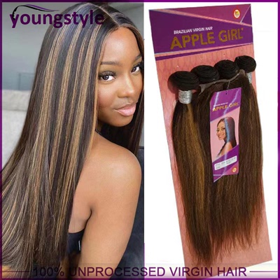 P4/27# straight 100% human hair with closure Highlight 4pcs