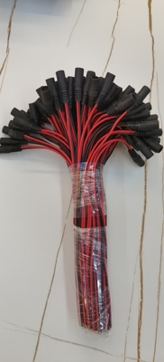 12VDC电源线母头 电源DC头红黑线包皮30CMDC母头电源延长线公母头