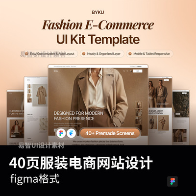 40页响应式设计服装电商网站设计figma，framer格式