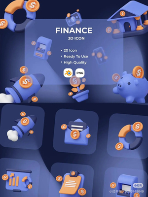20个钱包理财图标设计 | 3D金融类ICON设计格式：PNG、Blender