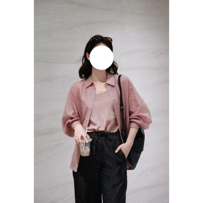 ICIC小禾同源女装新款棉丝柯根长袖衬衫「云纱拂晓」