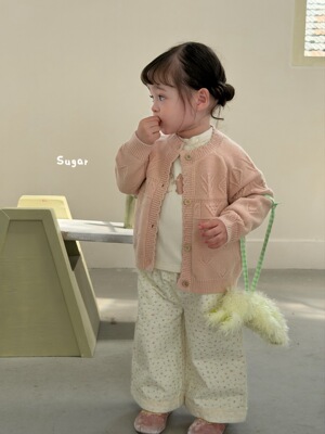小树家 sugar苏格2026秋冬女宝针织开衫外套直筒碎花裤套装