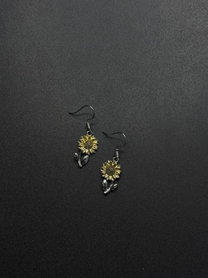 欧美跨境波西米亚风向日葵花做旧花朵耳坠个性立体感耳饰P11758
