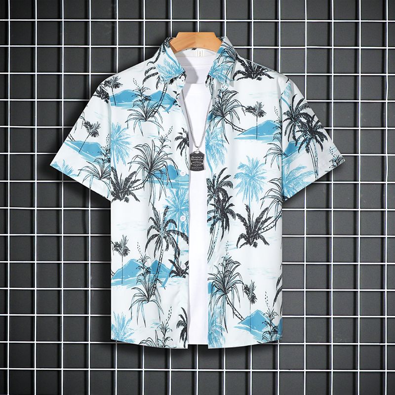夏威夷沙滩花衬衫男短袖夏季百搭薄款宽松休闲情侣装海边度假外套