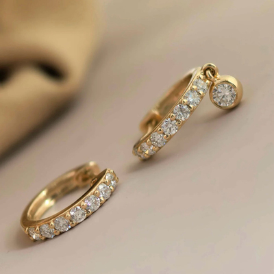 CHESNOW Dazzle 18K金钻石耳圈耳骨圈耳环叠戴小众高级感定制