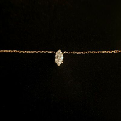 CHESNOW18K金榄形钻石锁骨链