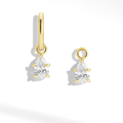 CHESNOW18K金水滴钻石耳圈