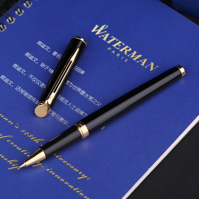 WATERMAN法国威迪文新隽雅纯黑丽雅金夹宝珠笔男女商务办公签字笔