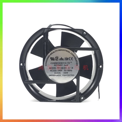 FP-108EX-S1-B 17251 AC220/240V 0.22A 38W机柜散热风扇轴流风机