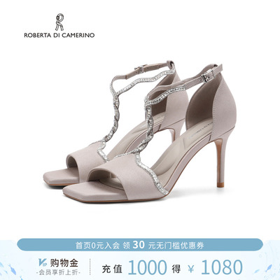 诺贝达新款一字带凉鞋2026夏季高跟水钻高级感高跟女鞋RM267302