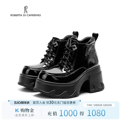 诺贝达新款马丁靴厚底增高中筒靴时尚百搭显瘦高帮女靴RA256105