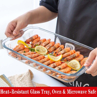 Borosilicate Glass Baking Plate Tray, Oven & Microwave Safe