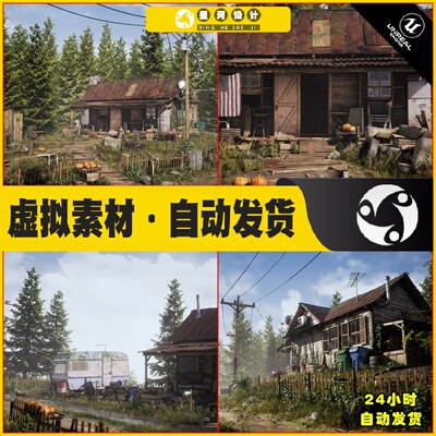 UE4虚幻5 Modular Rural Cabin 中世纪乡村农村乡镇小屋场景4.26