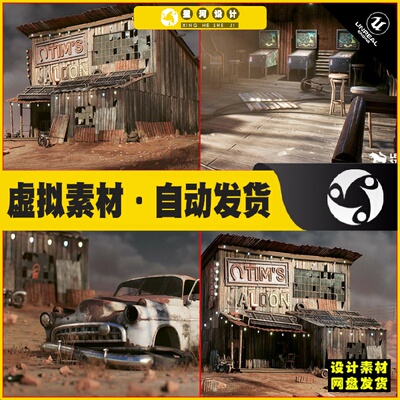 Retropunk Saloon Environment + ( Post Apocalyptic Bar ) 5.3