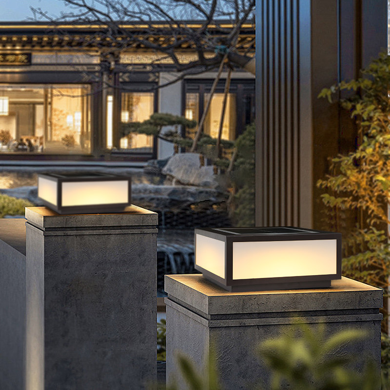 现代柱头灯太阳能接电广东中山灯具厂家庭院围墙柱子灯户外柱灯_虎窝淘