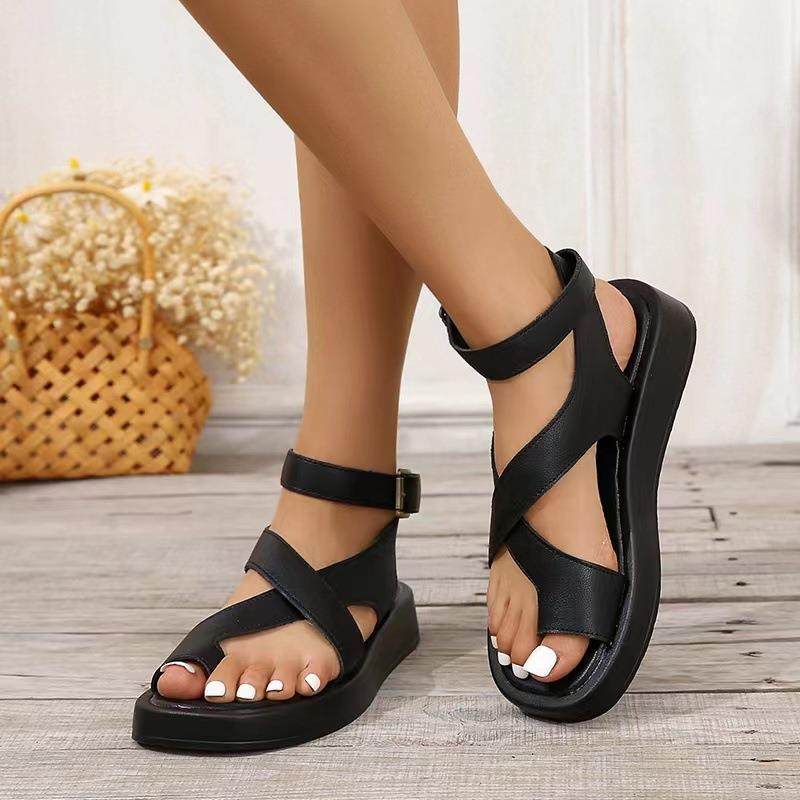 罗马风扣带女鞋凉鞋大码roman shoes women flat sandals size 43