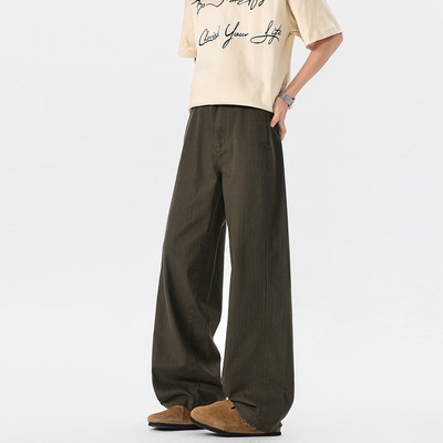 5XL 美式军绿色休闲裤男基础百搭宽松直筒长裤男裤子 K9214-P45