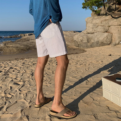 白色沙滩短裤男外穿夏季薄款宽松