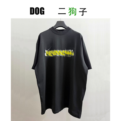 【二狗子定制】FW新品~胶带错乱字母oversize圆领短袖T恤tee男女