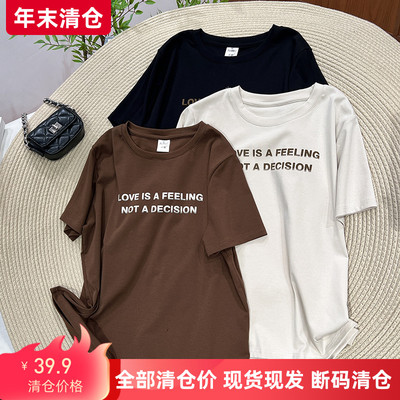 BIMEI大码休闲韩版短袖常规款印花T恤圆领2025新款女秋00645