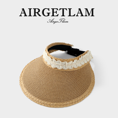 AirgeTlam/大檐草编空顶帽女2026新款夏季海边度假防晒草帽遮阳帽