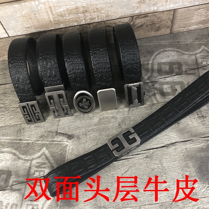 库存清仓男士真皮自动扣皮带头层牛皮休闲百搭商务裤腰带外贸尾货