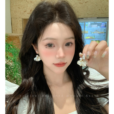雾霭花海~两戴式珍珠花朵耳钉女法式优雅仙气耳环时尚气质耳饰品