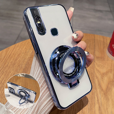 vivoS1硅胶透明电镀手机壳带支架