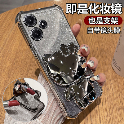 红米note12R硅胶kt猫镜子手机壳
