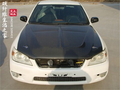 适应于雷克萨斯IS200 altezza咬地鲨改装碳纤维开孔机盖 碳纤头盖