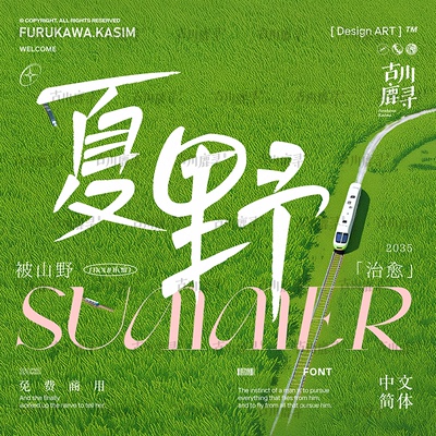 2款可商用字体手写文艺电影海报标题抖音中文简体安装包设计素材