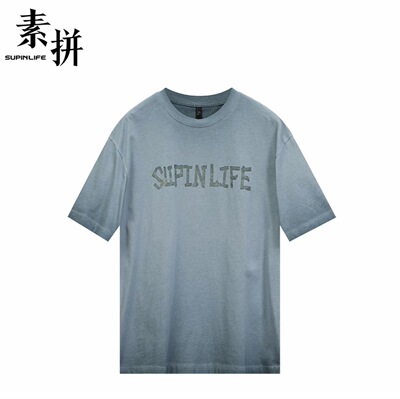 素拼男装2026夏季新款T恤短袖圆领休闲宽松时尚SPADT523240AM
