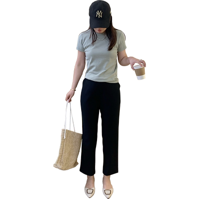 蓝若水韩版时尚直筒裤显瘦休闲裤